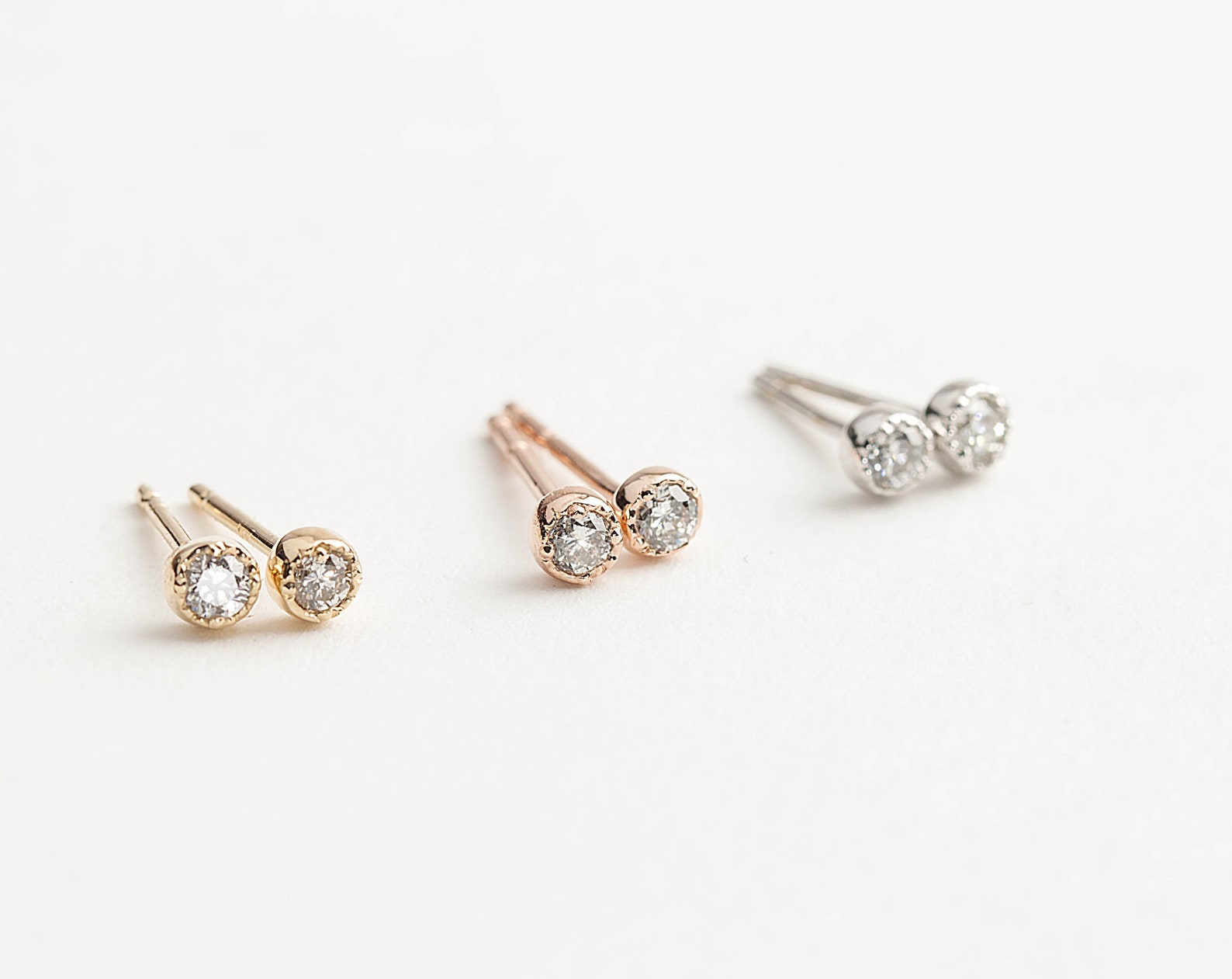 Tiny Diamond Stud Earrings, Small Diamond Stud Earrings, White Diamond ...