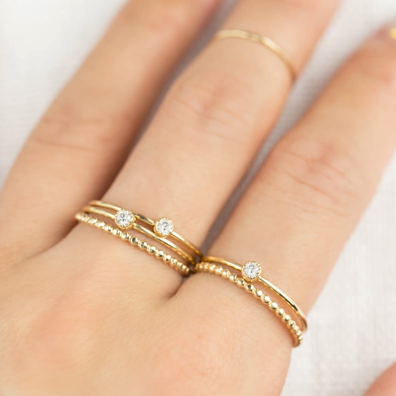 Small diamond solitaire ring Simple tiny diamond ring Simple | Etsy