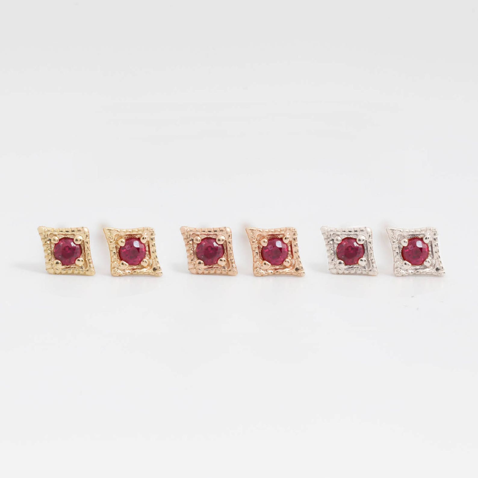 Antique Inspired Ruby Stud Earrings Genuine Ruby Stud - Etsy