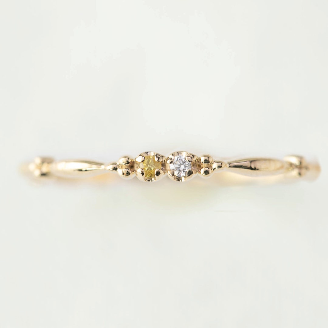 Two Birthstone Stackable Ring, Double Birthstone Stack Ring, Simple Birthstone Jewelry, Dainty ...