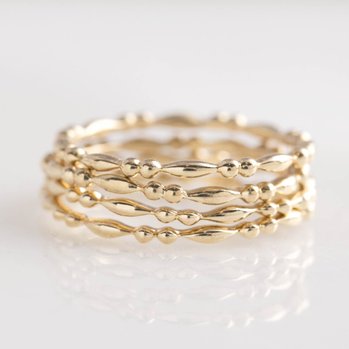 Unique Beaded Ring in Solid 14k Gold Ball Ring Simple - Etsy