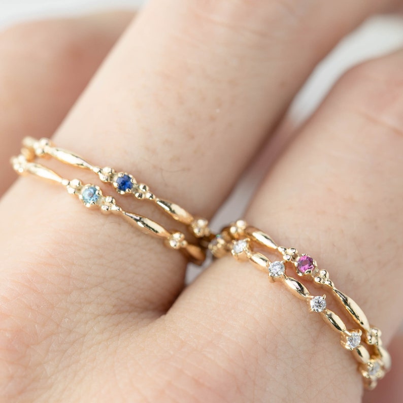 Birthstone Stackable Ring Birthstone Stack Ring Simple | Etsy UK