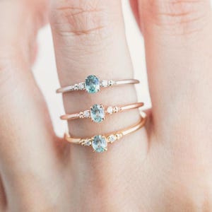 Estel Ring Vintage Inspired Unheated Blue Green Sapphire Ring, Light ...