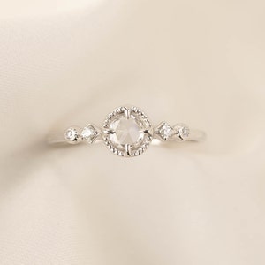 Round rose-cut diamond ring unique diamond engagement ring | Etsy