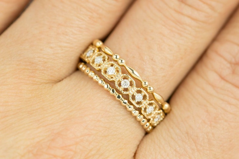 Unique Diamond Eternity Wedding Band Vintage Inspired - Etsy