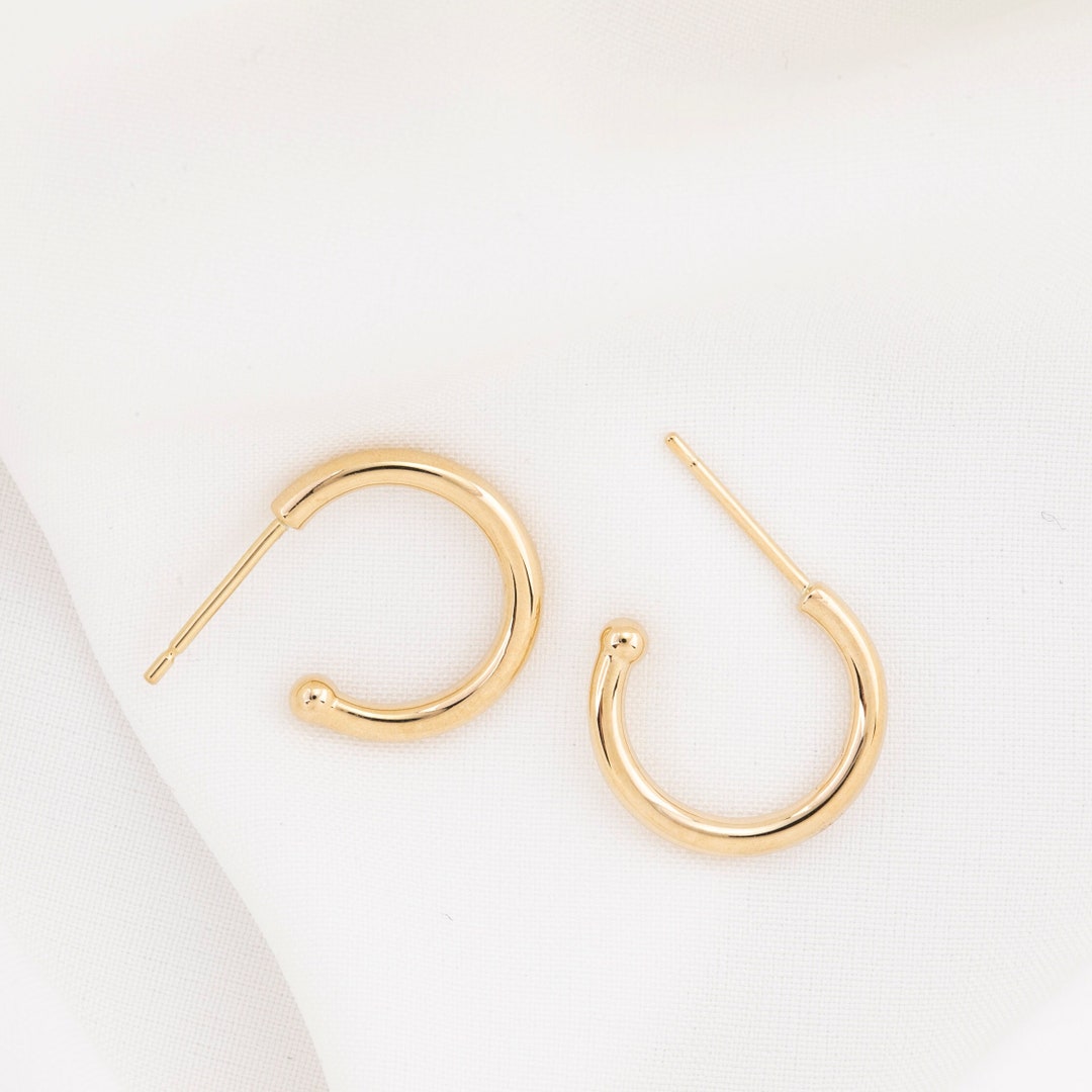 14k Solid Gold Open Hoop Earrings, Gold Hoop Earrings to Add Charms ...
