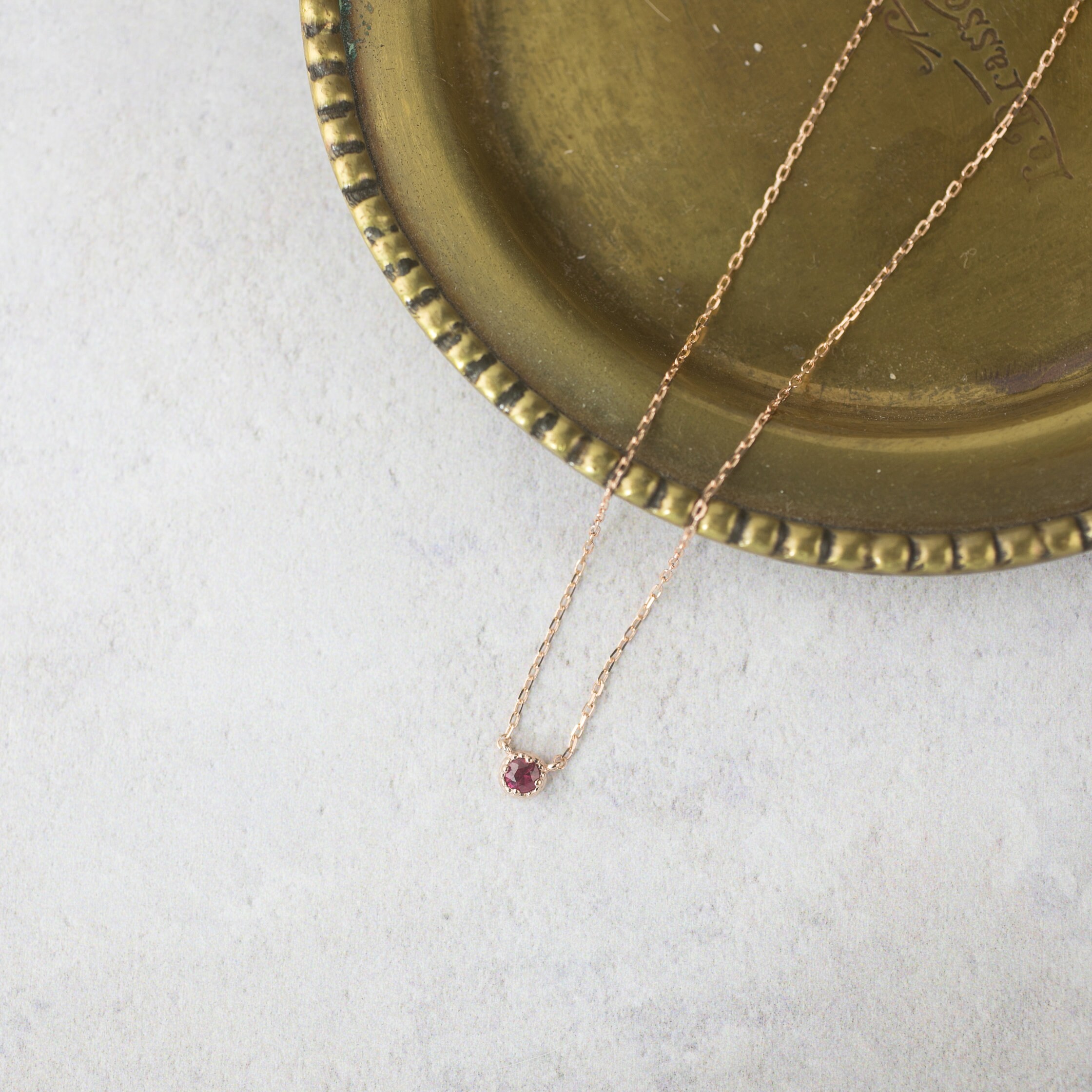 Round ruby necklace 14k rose gold ruby charm necklace Ruby | Etsy