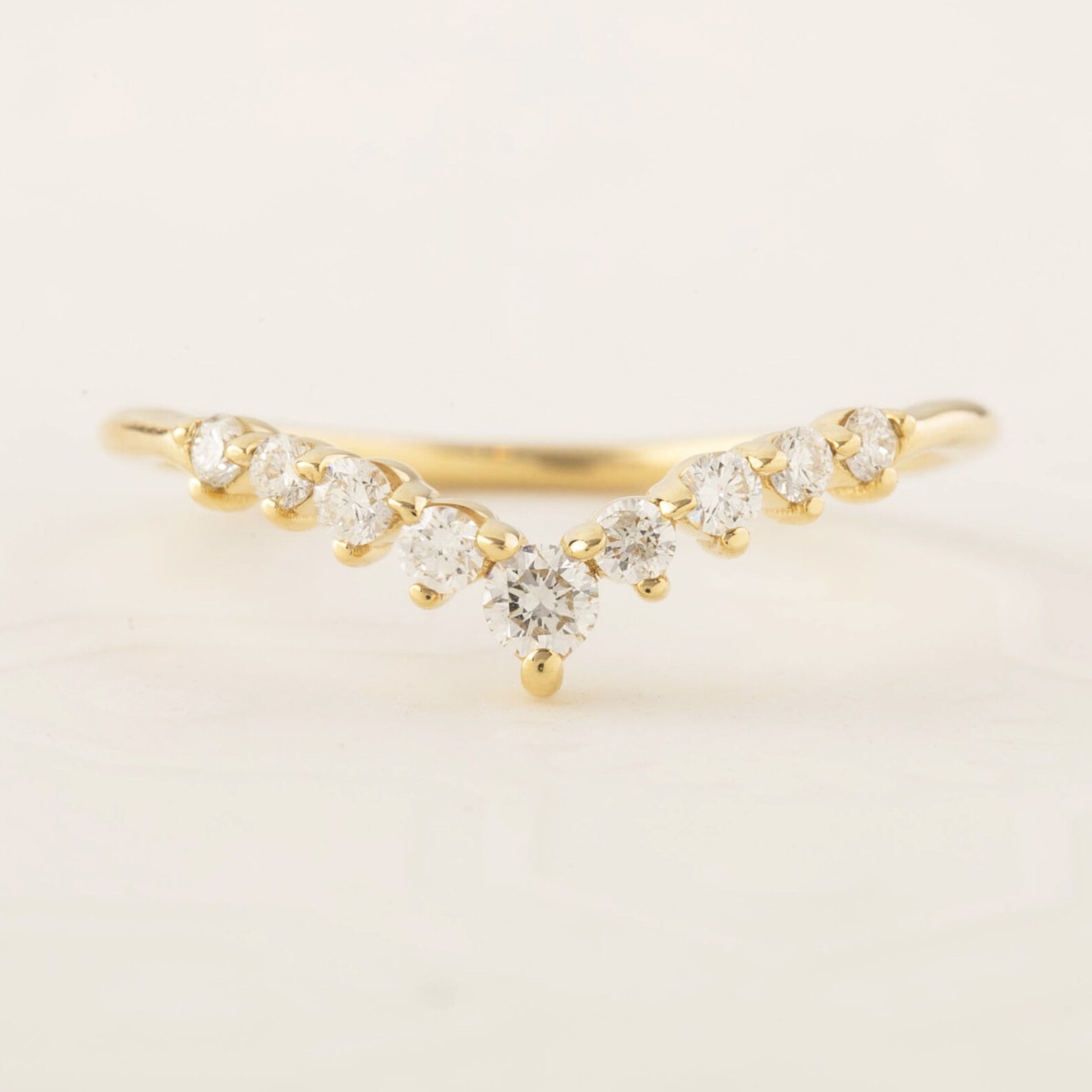 Gorgeous Diamond Curved Ring Diamond Curved Nesting Wedding | Etsy