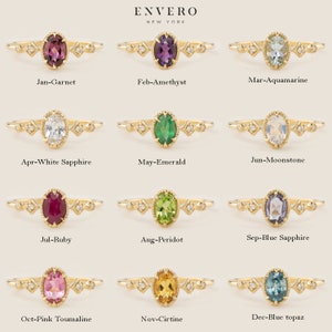 Unique Large Oval Birthstone Ring, Vintage Inspired Oval Birthstone ...