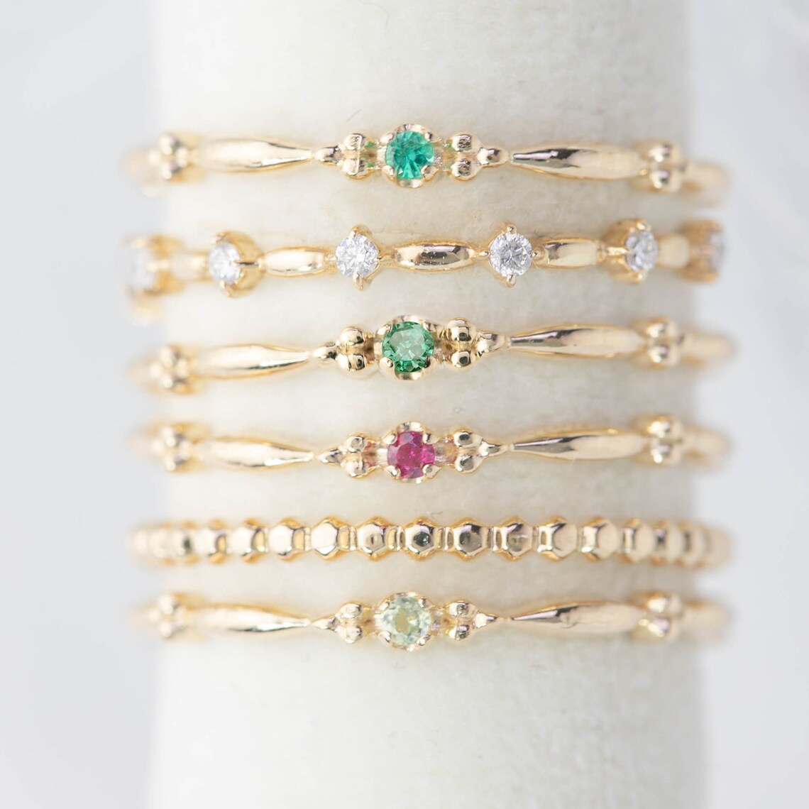 Birthstone Stackable Ring Birthstone Stack Ring Simple | Etsy UK