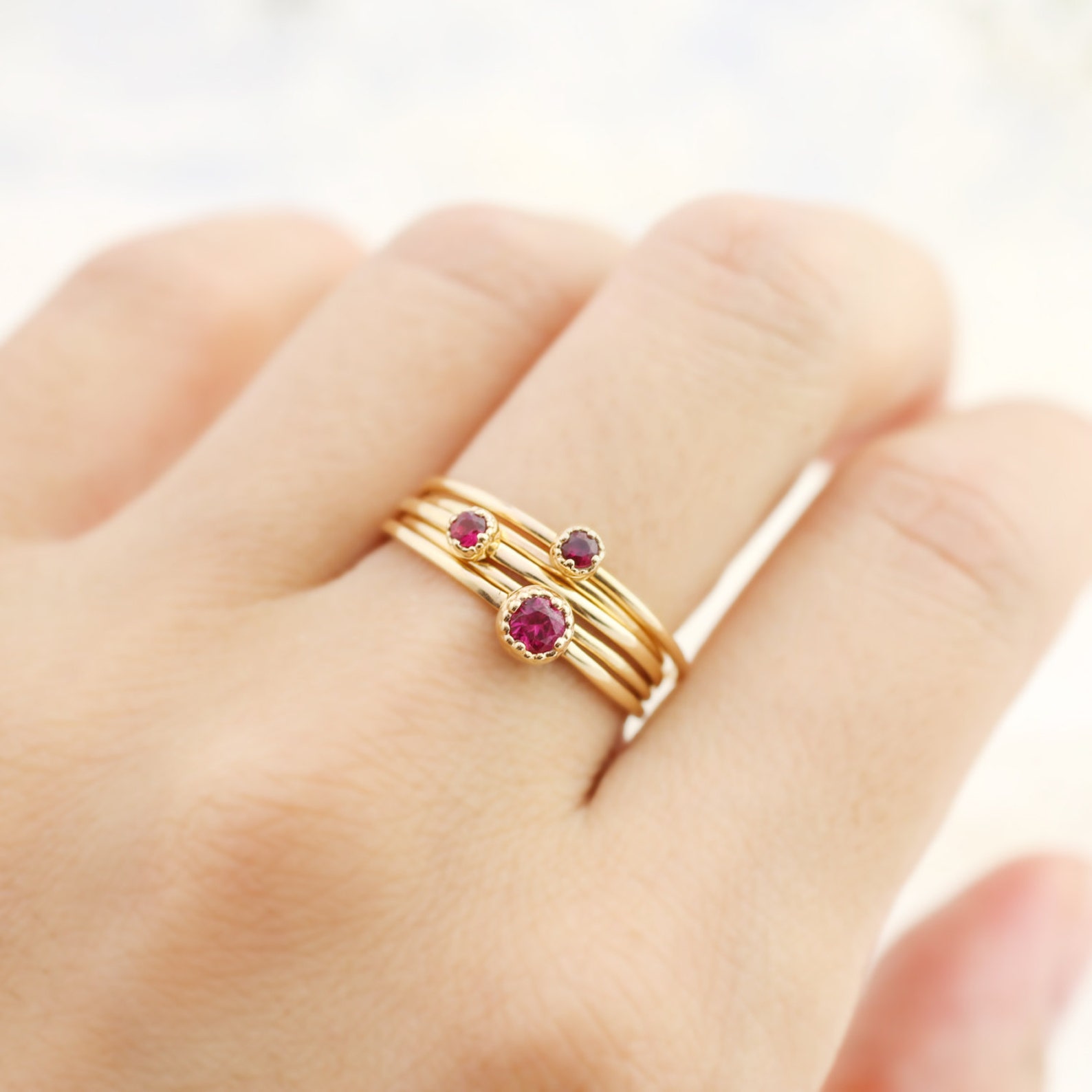 Tiny Ruby Solitaire Ring Dainty Delicate Simple Ruby Ring - Etsy UK