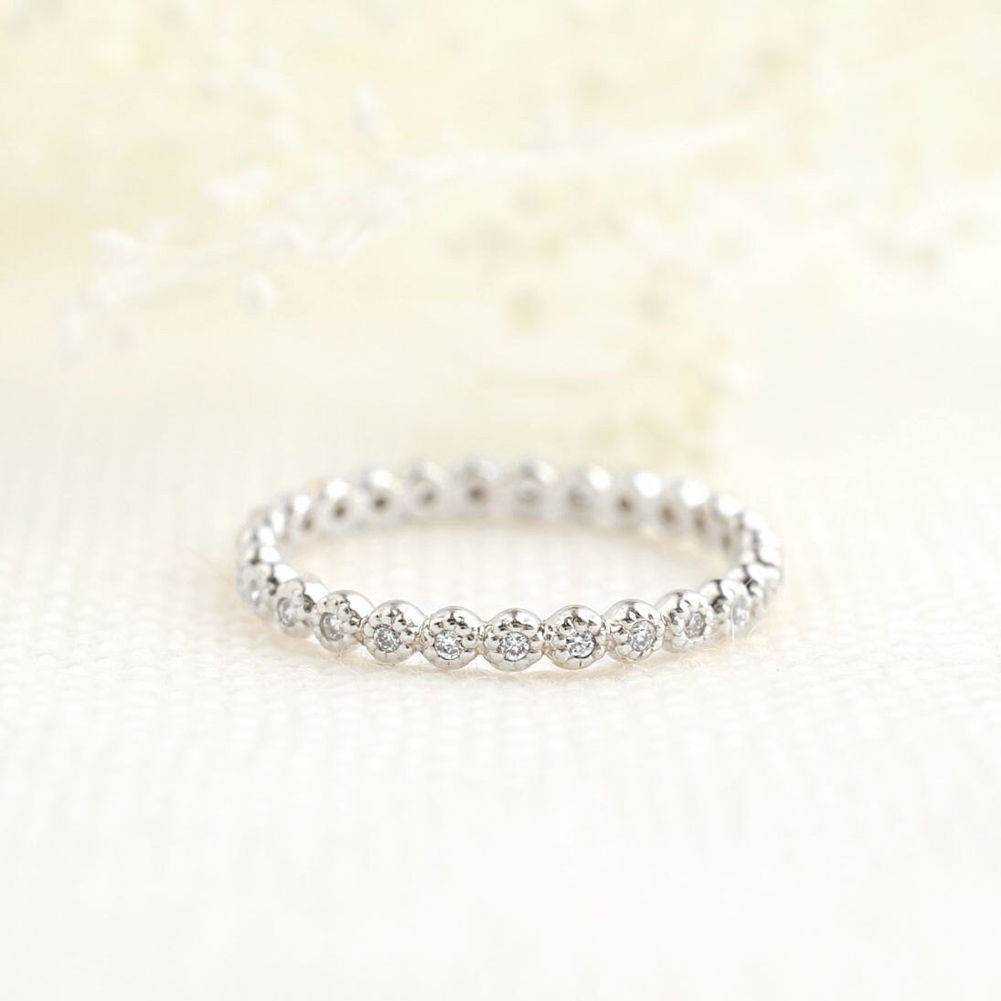 Platinum Diamond Full Eternity Band, Elegant Platinum Wedding Band in ...