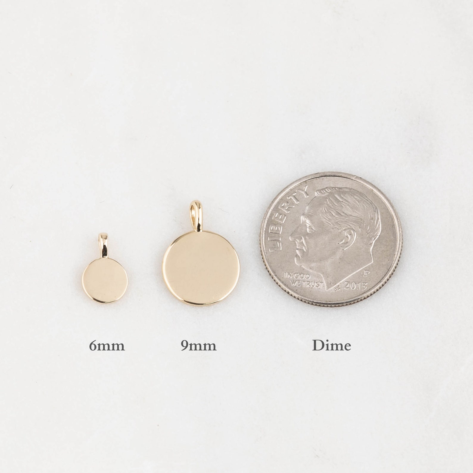 Disc Only Single Disc Initial Charm Necklace 6mm Round Disc - Etsy