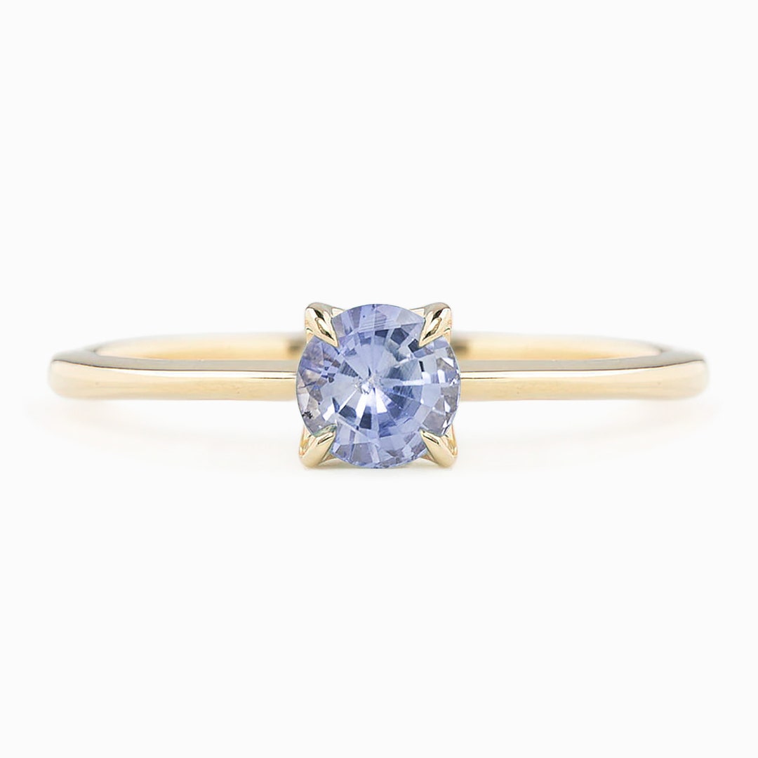 5mm Ceylon Blue Sapphire Solitaire Ring, Light Blue Sapphire Engagement ...