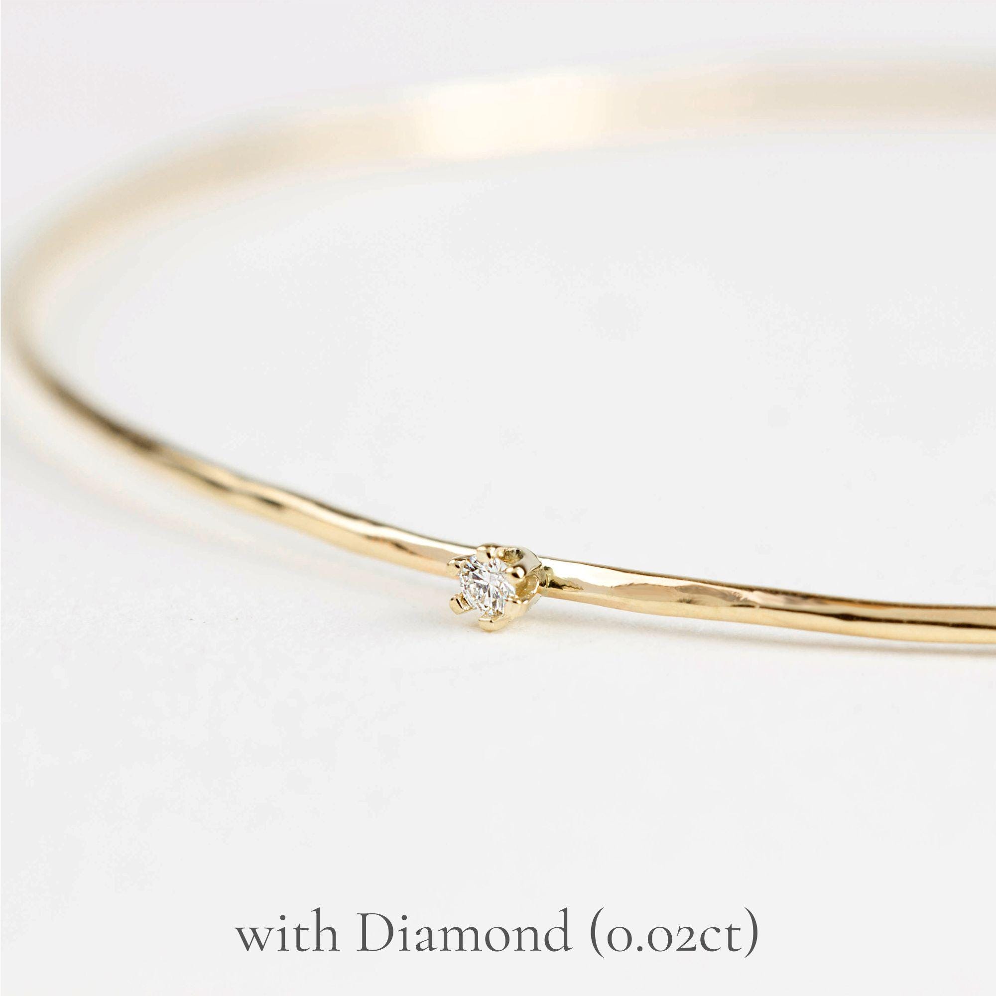 One Thin Solid Gold Bangle Bracelet, Gold Bangle 14k Yellow Gold, Rose ...