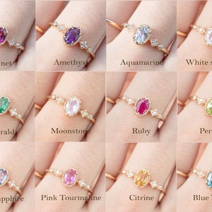 Unique Large Oval Birthstone Ring, Vintage Inspired Oval Birthstone ...