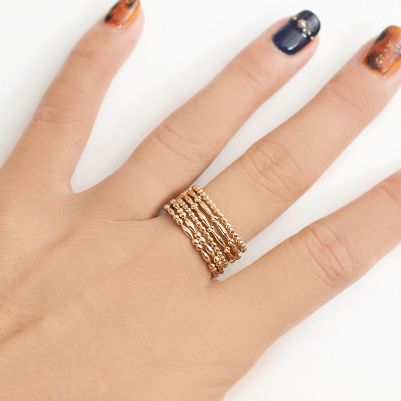14k Solid Gold Stack Ring Stack Ring Solid Gold Bead Ring - Etsy Canada