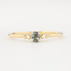 Estel Ring Vintage Inspired Unheated Blue Green Sapphire Ring, Light ...