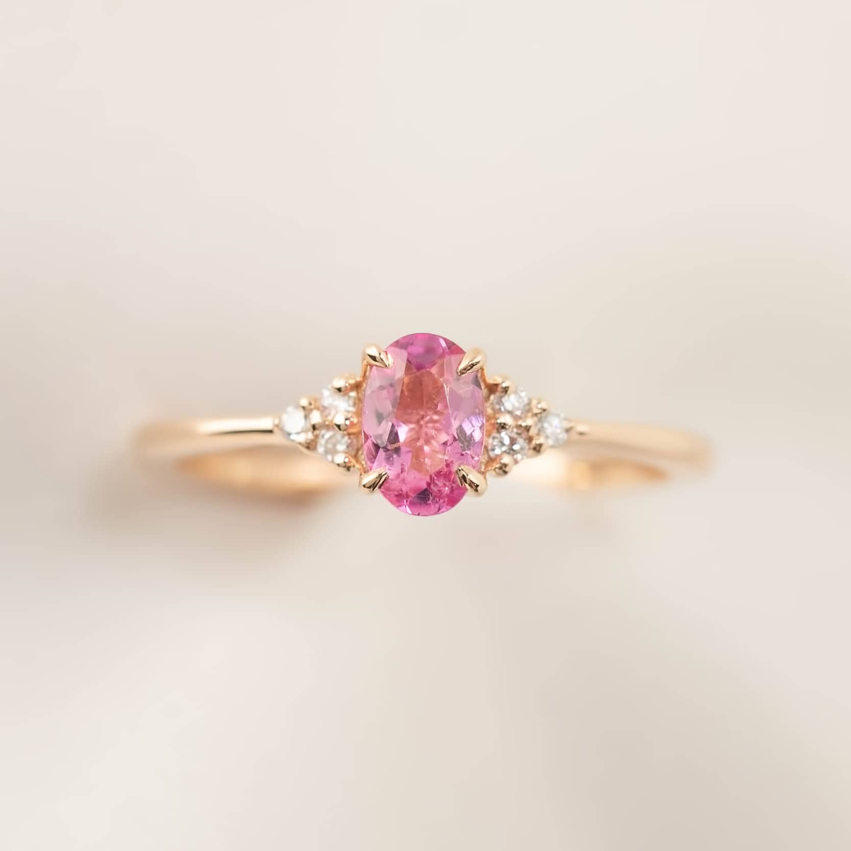 Pink Tourmaline Diamond Ring Oval Pink Tourmaline Diamond Cluster Ring Unique Engagement Ring Valentine s Day Gift October Birthstone Etsy Finland