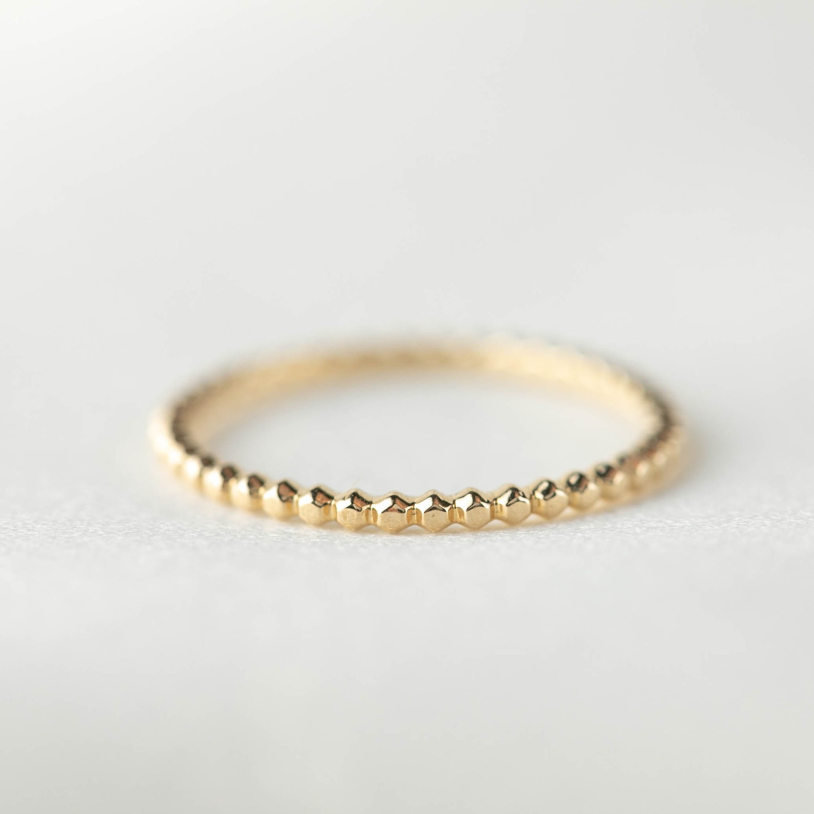 14k Solid Gold Stack Ring Stack Ring Solid Gold Bead Ring - Etsy
