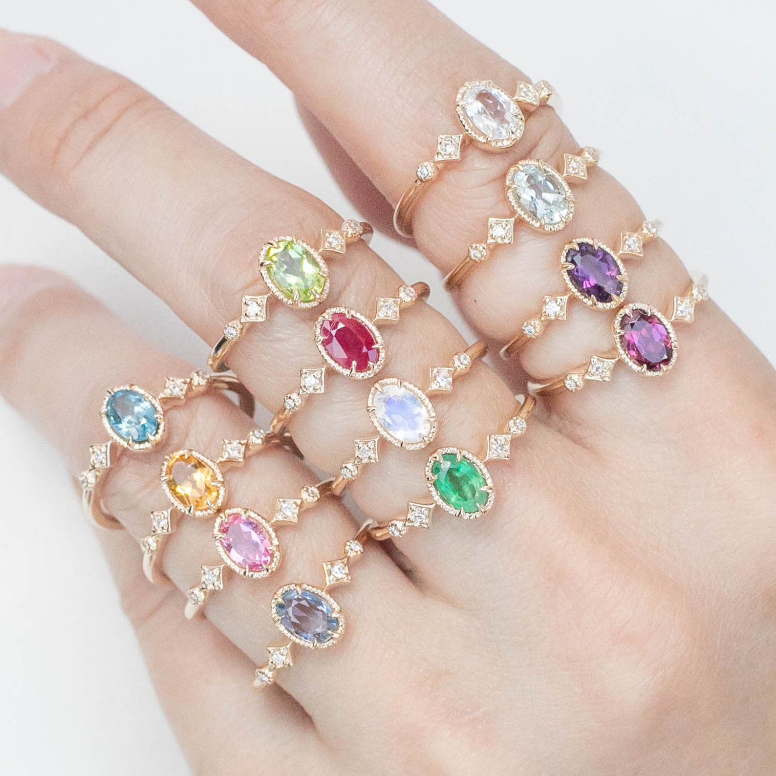 Unique Large Oval Birthstone Ring, Vintage Inspired Oval Birthstone ...