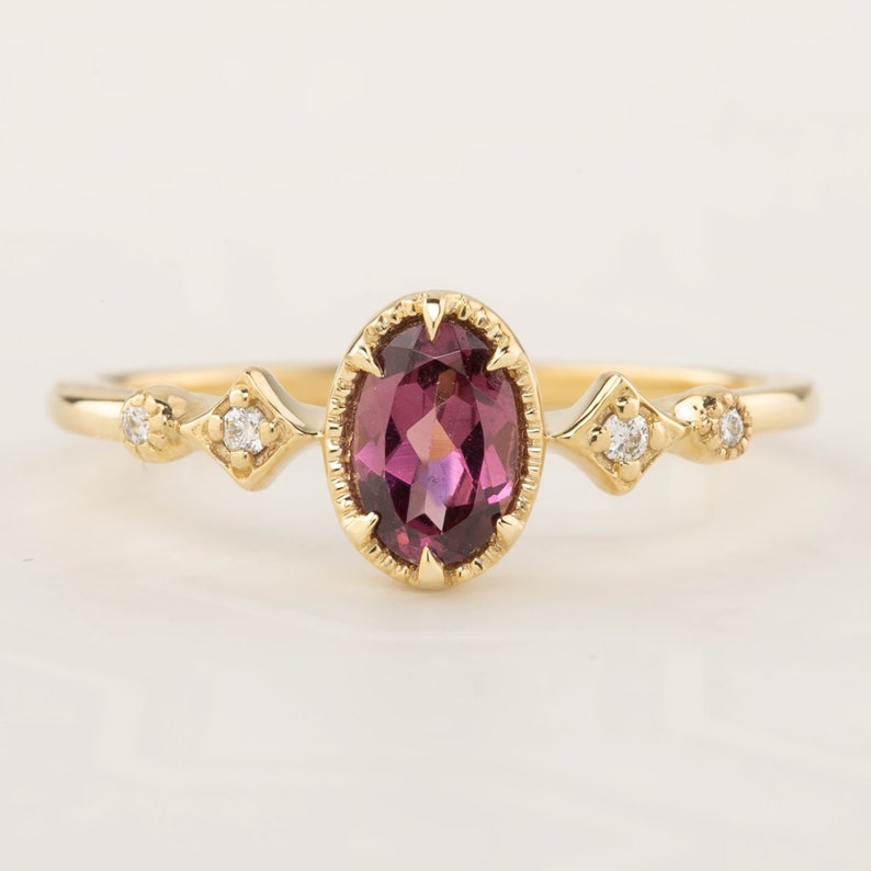 Unique Large Oval Birthstone Ring, Vintage Inspired Oval Birthstone ...