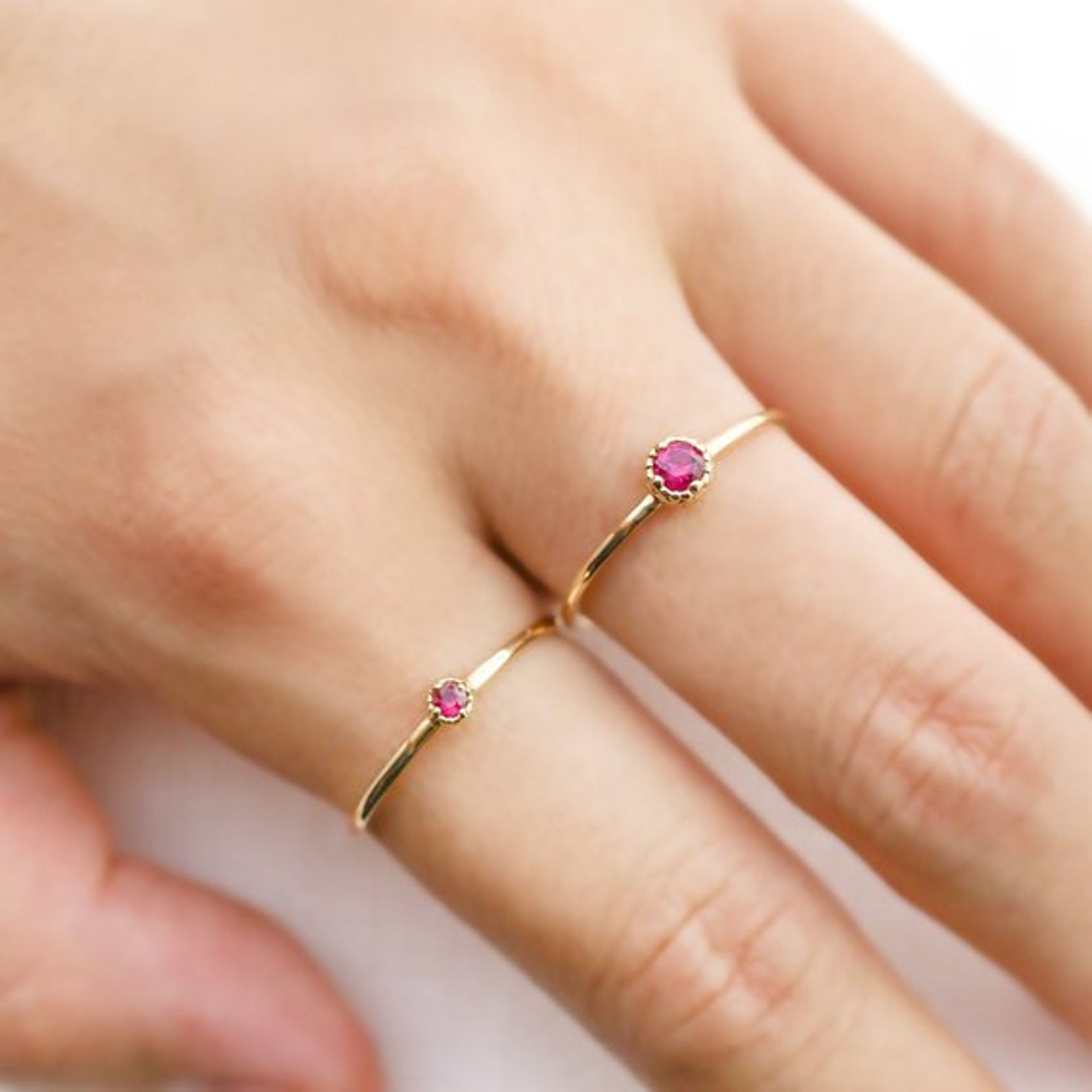 Tiny Ruby Solitaire Ring Dainty Delicate Simple Ruby Ring - Etsy UK