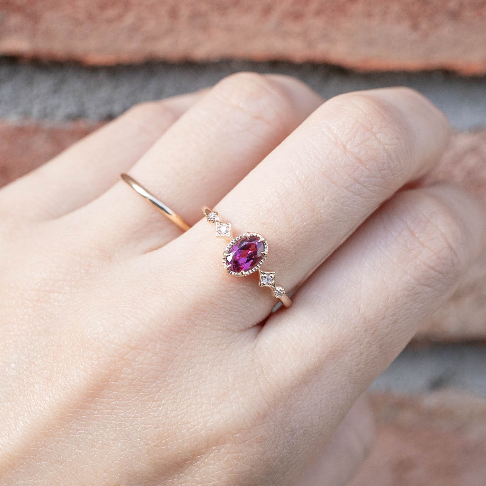 Unique Large Oval Birthstone Ring, Vintage Inspired Oval Birthstone ...