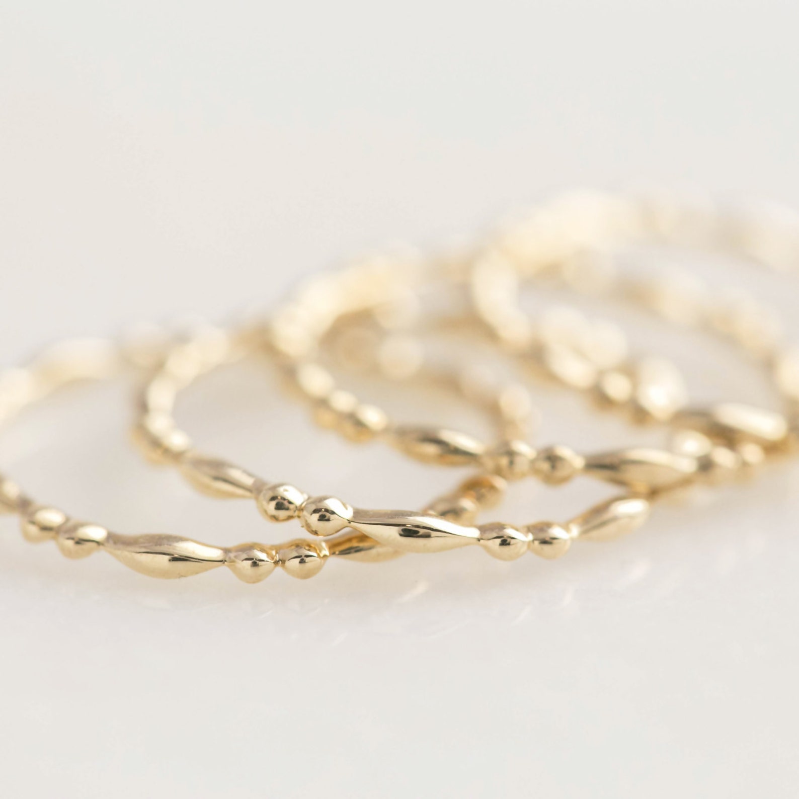 Unique Beaded Ring in Solid 14k Gold Ball Ring Simple | Etsy