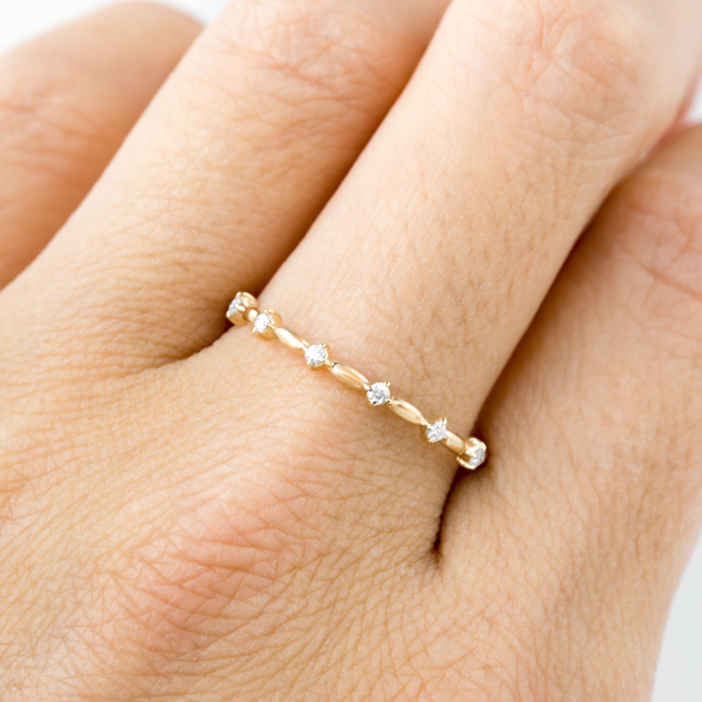 Multi diamond wedding ring 14k yellow gold rose gold white | Etsy