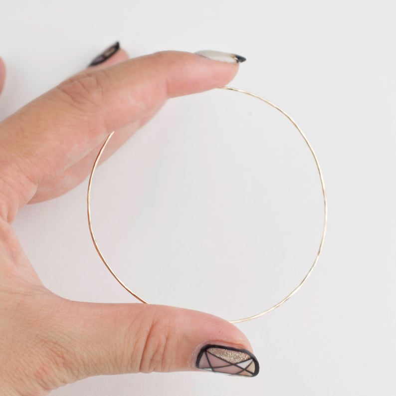 Thin Solid Gold Bangle Bracelet, Gold Bangle 14k Yellow Gold, Rose Gold ...