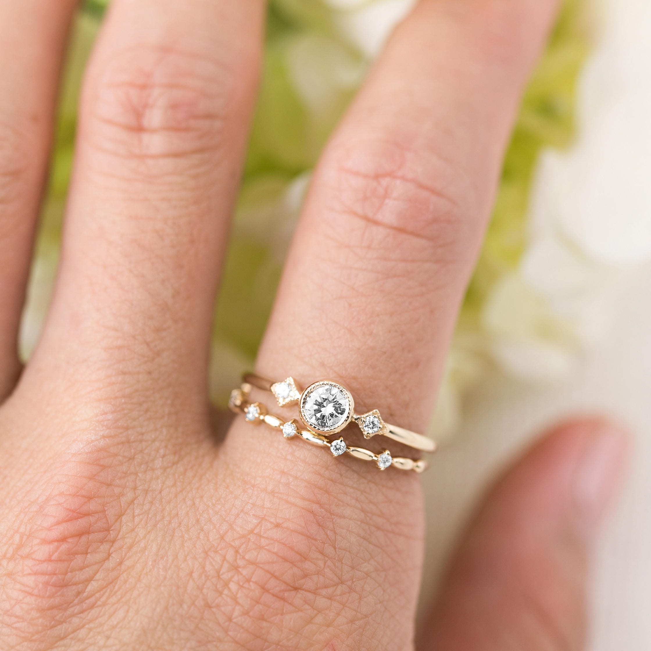 Multi Diamond Wedding Ring 14k Yellow Gold Rose Gold White - Etsy