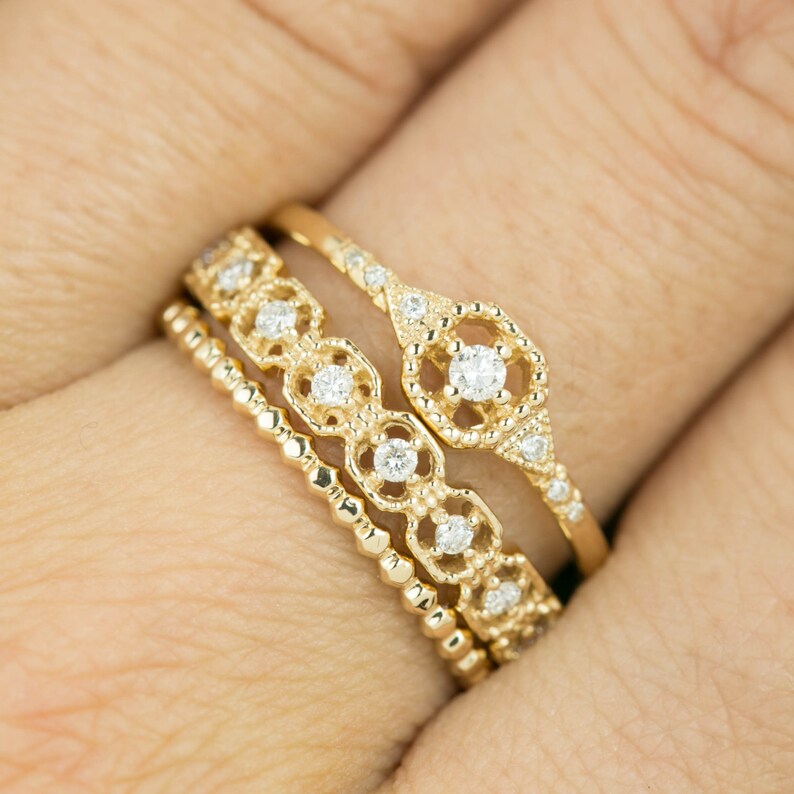 Unique Diamond Eternity Wedding Band Vintage Inspired - Etsy