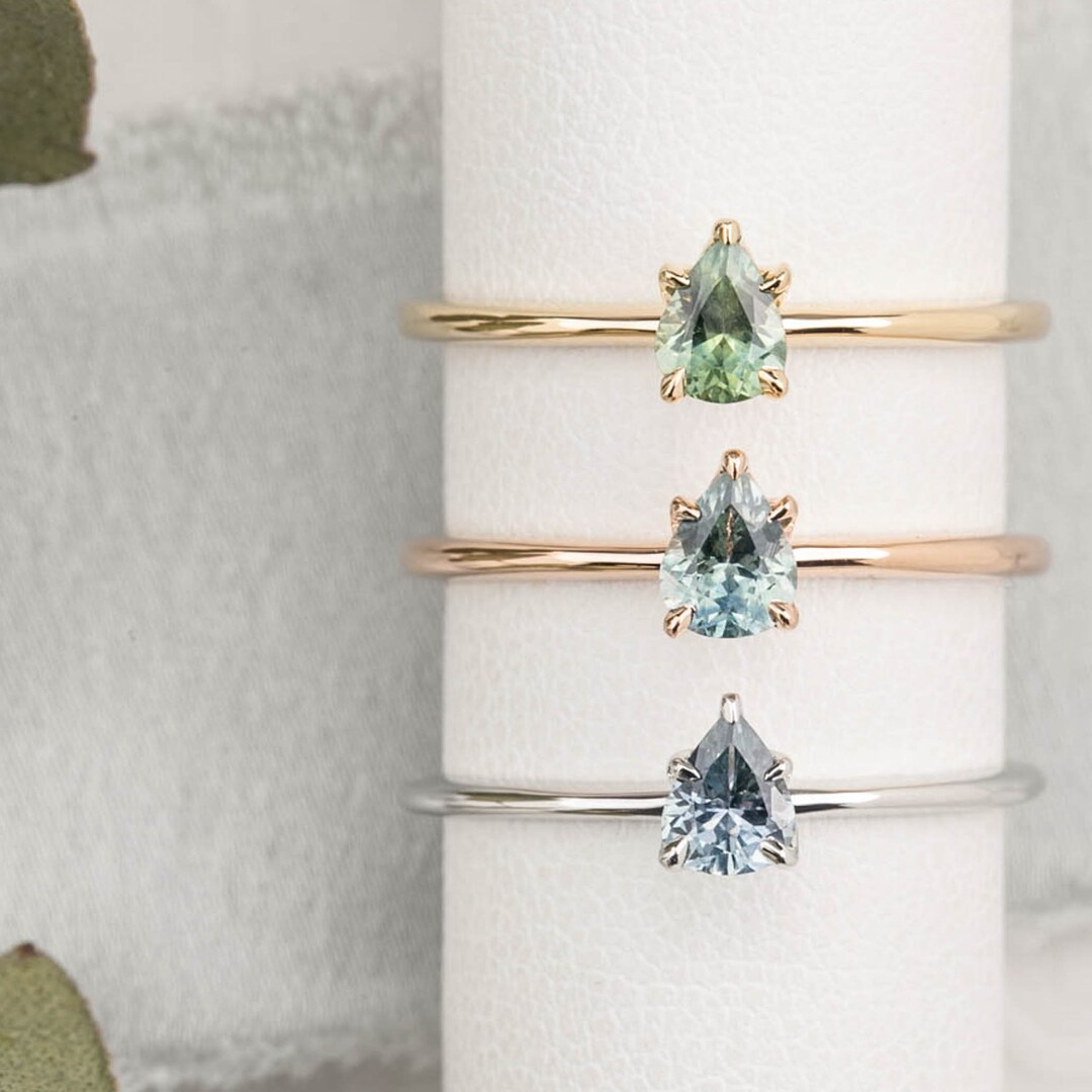 Pear Sapphire Ring, Pear Shaped, Pear Cut Dainty Sapphire Ring, Blue ...
