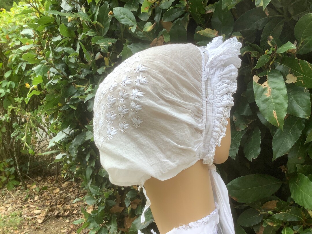 Delicate, Pretty, Antique, French Soft White Tulle Lace Bonnet, or ...