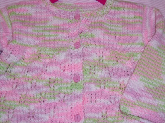 Pink & Green Sweater/18-24 Month/baby Gift/hand Knit | Etsy