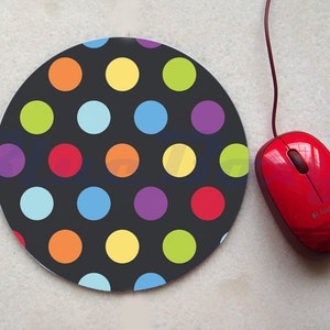 Colorful Polka Dot on Black Mouse Pad Office Mousepad - Etsy