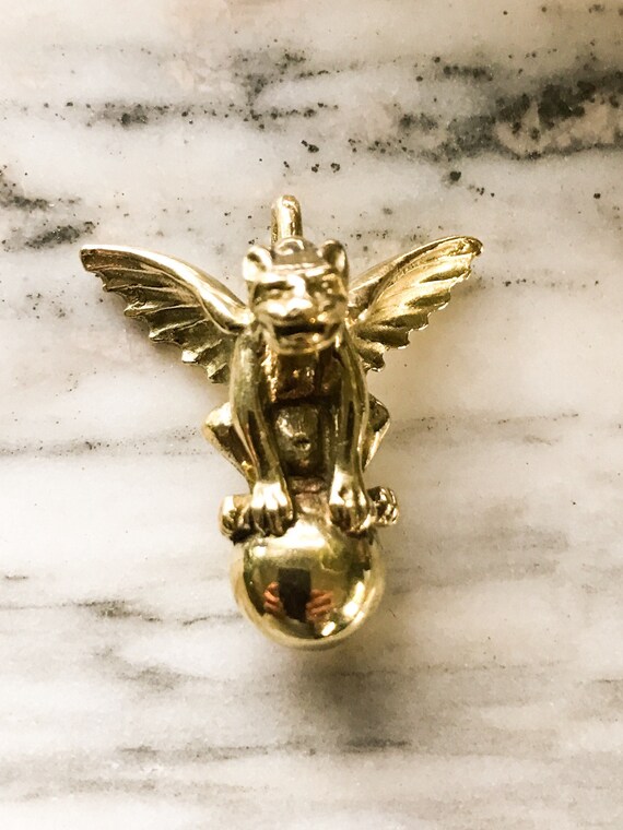 Golden Gargoyle Pendant | Etsy