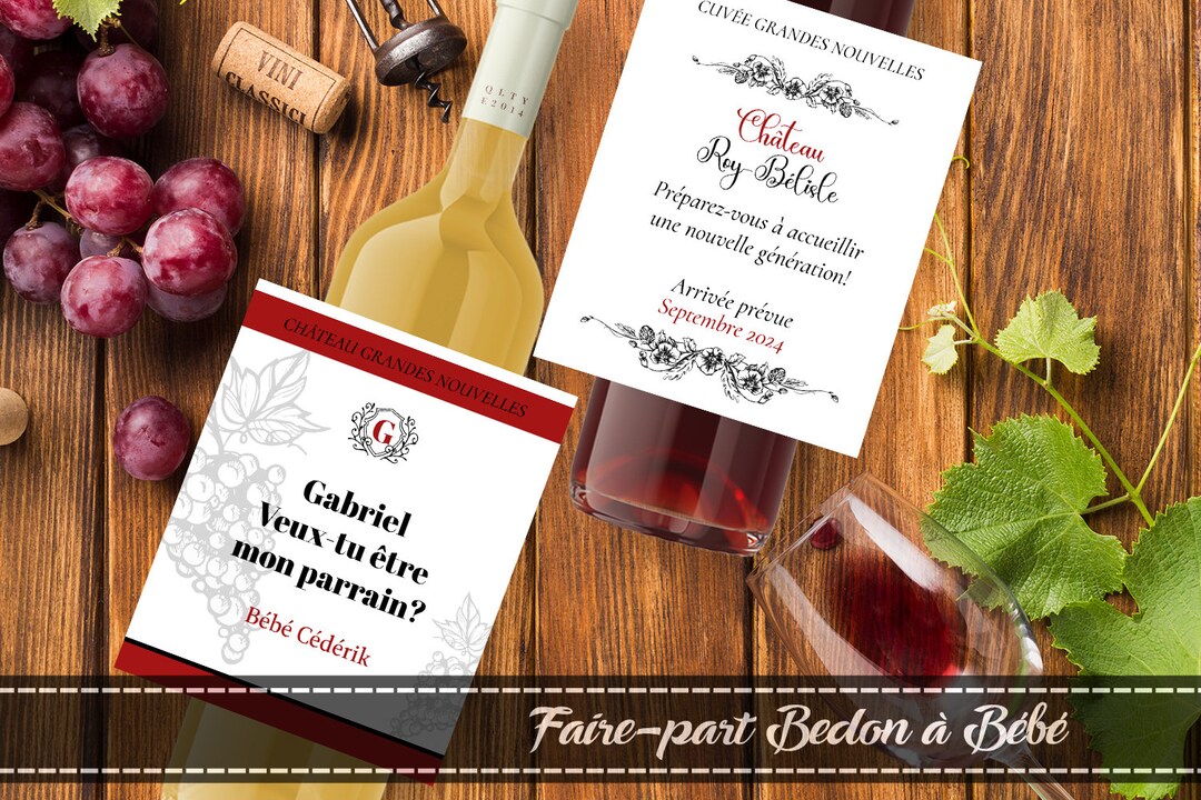 Wine Bottle Label Pregnancy Announcement Baby Announcement Godfather ...