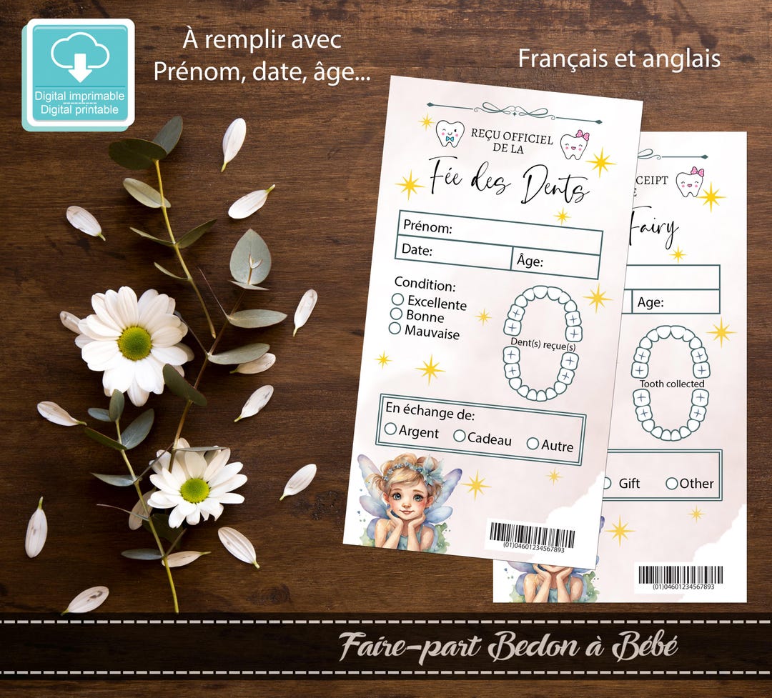 Printable Tooth Fairy Receipt, Tooth Fairy Receipt, Tooth Report Card ...