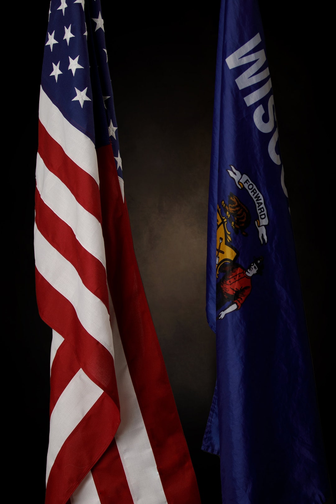 United States and Wisconsin Flag Digital Backdrop for Police, Military ...