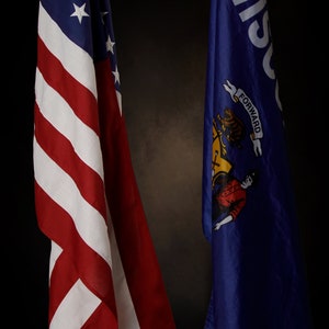 United States and Wisconsin Flag Digital Backdrop for Police, Military ...