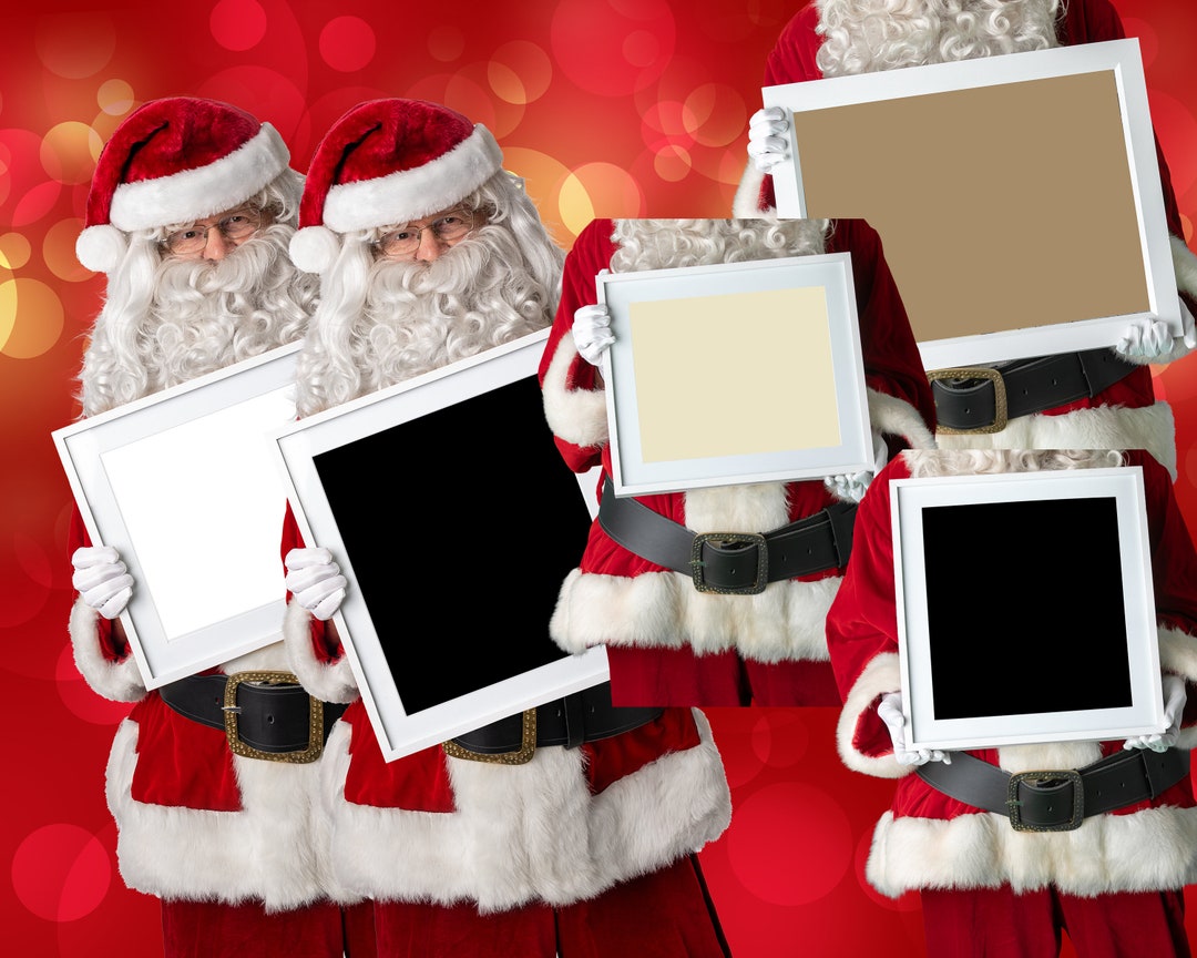 27 Santa PNG PSD Files for Photoshop. With Frame Coal White - Etsy