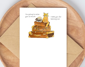 Printable Sad Cat Goodbye Card - Farewell Digital Greeting Card - Sad ...