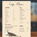 Printable Coffee Menu | Cafe Menu | Restaurant Menu | Dessert Menu ...