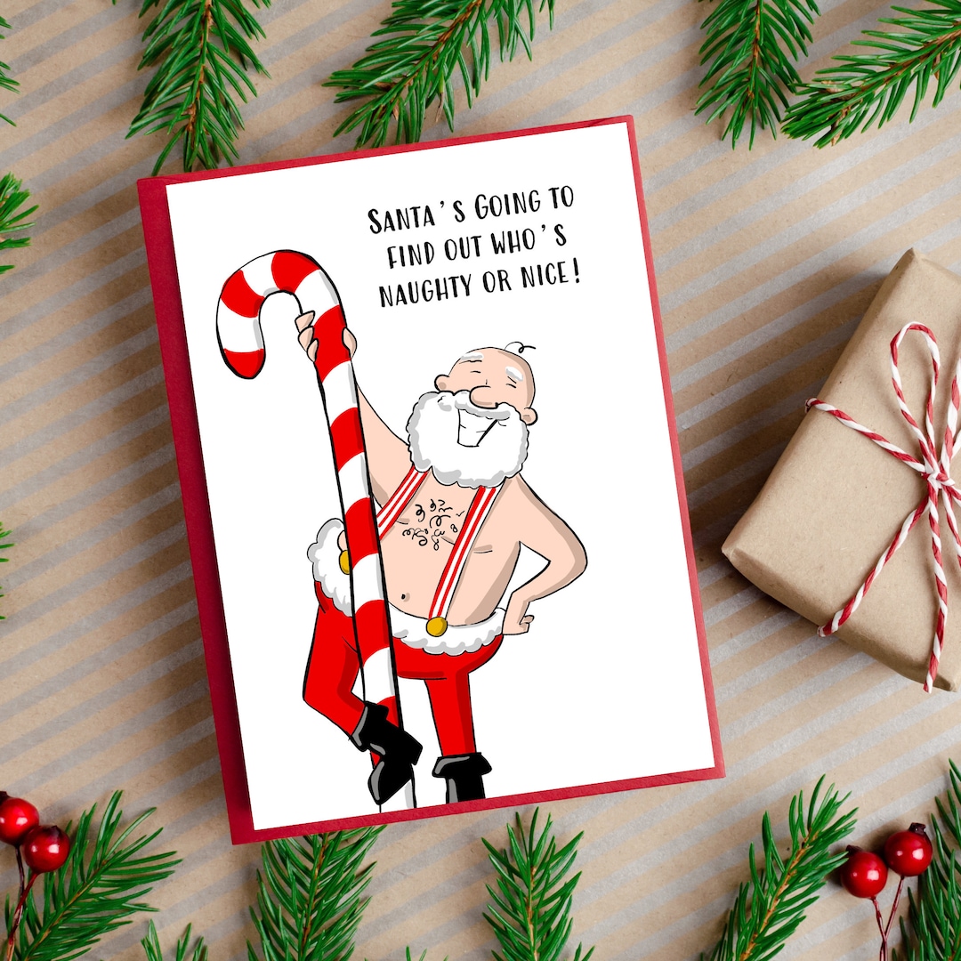 Printable Naughty or Nice Santa Christmas Card | Funny Christmas Cards ...