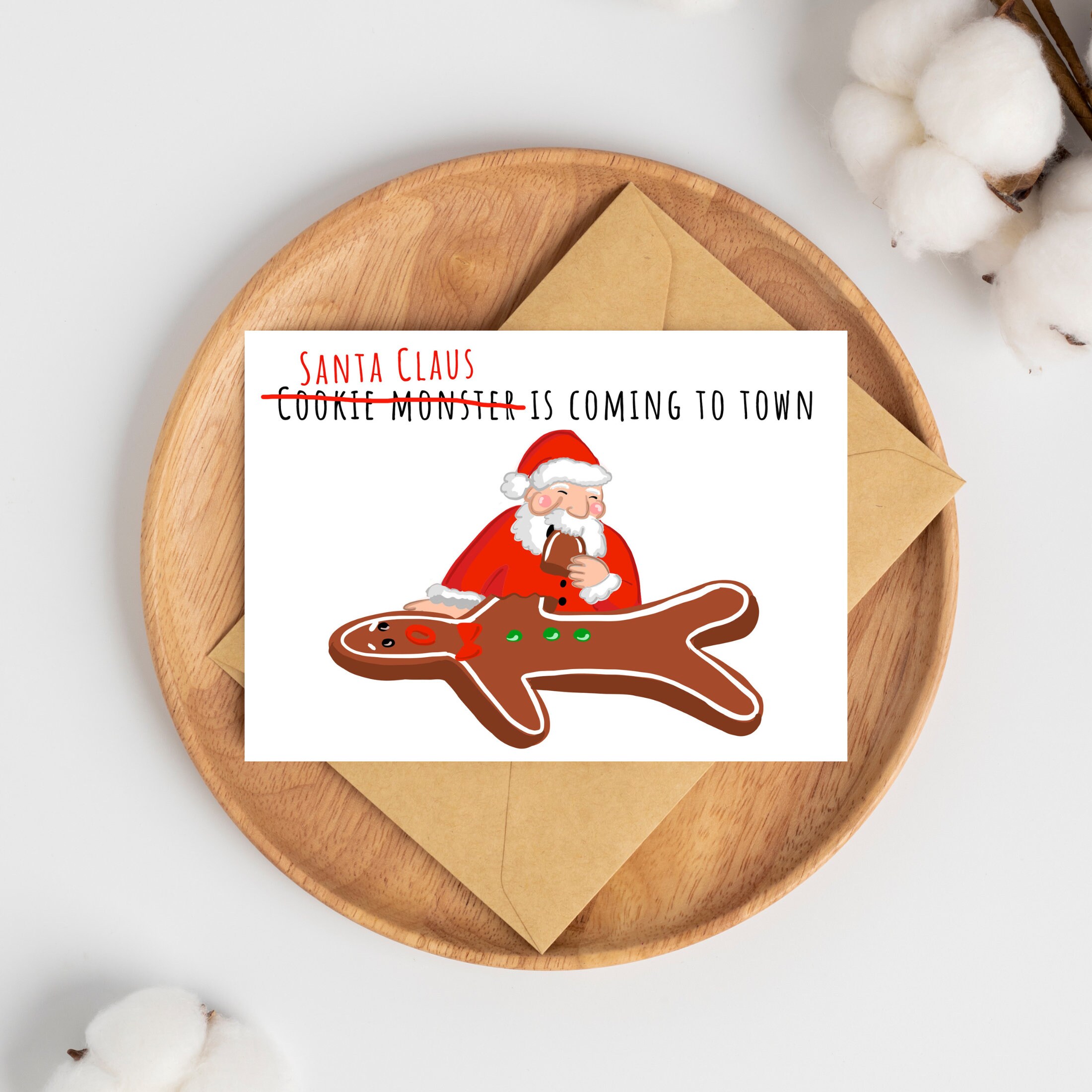 Printable Santa Eating Cookie Card | Silly Christmas Cards | Funny ...