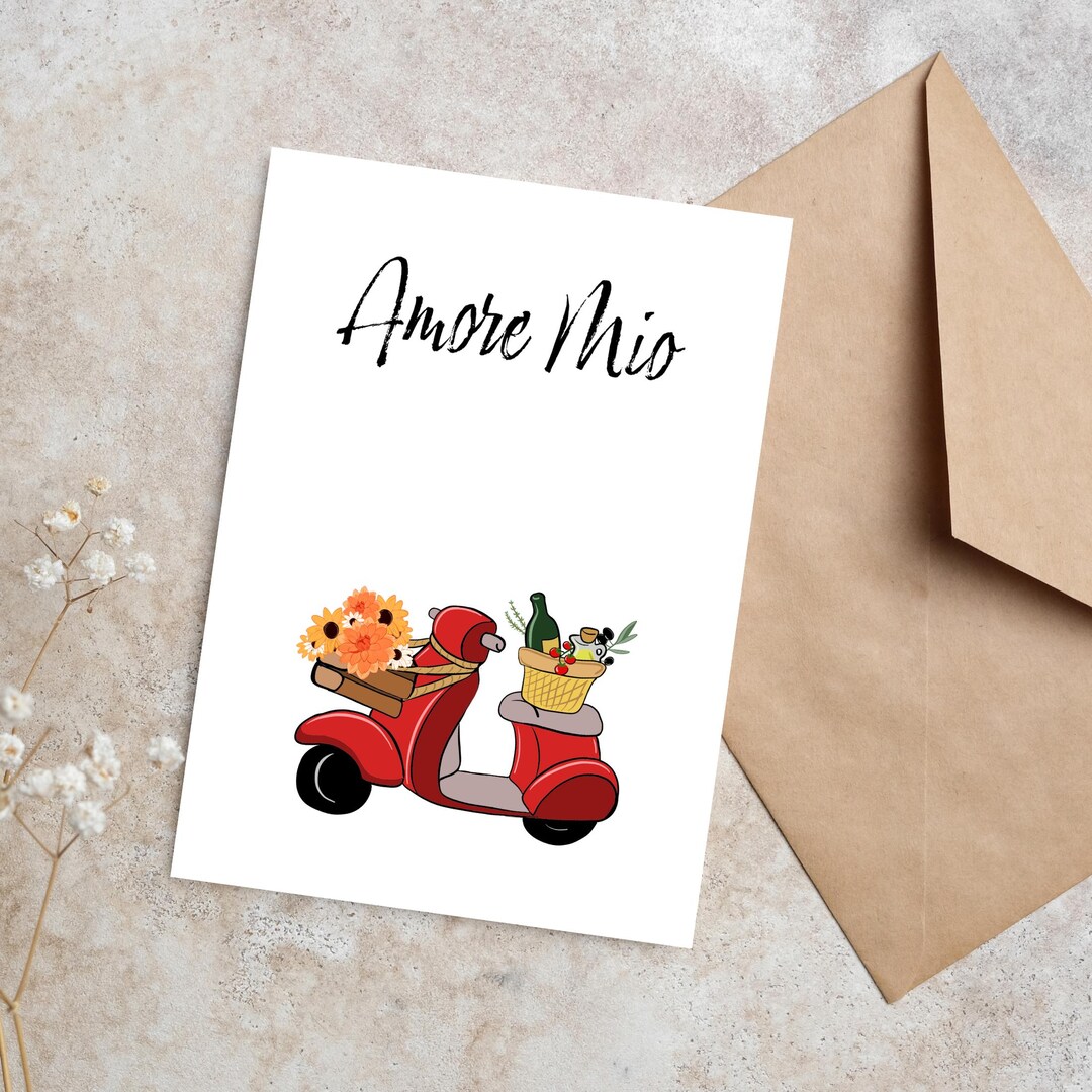 Printable Italian Valentine's Day Card | Amore Mio | Red Vespa ...
