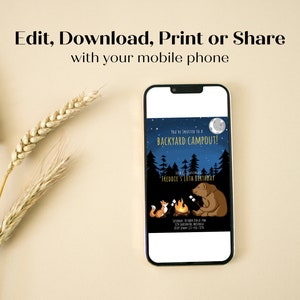 Editable Camping Party Invite, Camping Birthday Invitation, Backyard ...