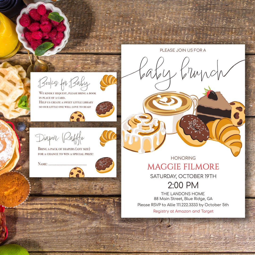 Editable Baby Shower Brunch Bundle | Diaper Raffle Tickets | Book ...